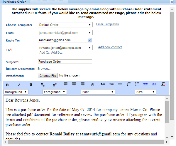 Send Purchase Order | kpi.com Send Purchase Order | kpi.com